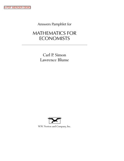 Mathematics For Economists Solution