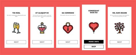 Love Heart Valentine Romantic Onboarding Icons Set Vector 32515633