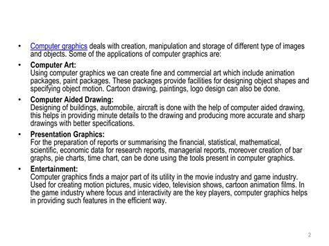 Computer Graphics Applications And System Overview Ppt