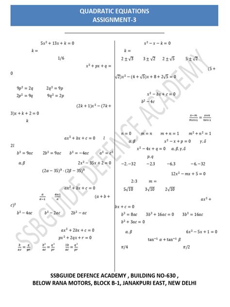 Quadratic Equation 3 Pdf Arithmetic Abstract Algebra