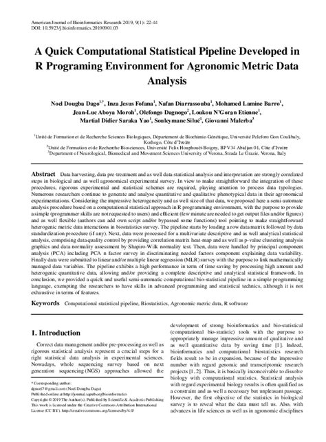Pdf A Quick Computational Statistical Pipeline Developed In R Programing Environment For