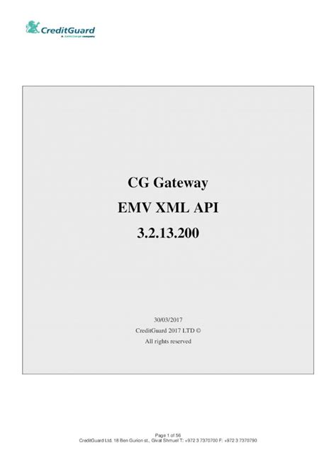 PDF CG Gateway XML API קרדיט גארד This protocol is composed of