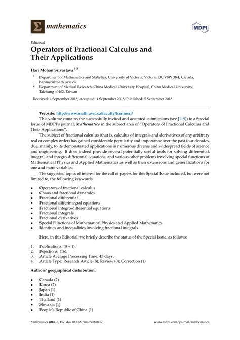 Pdf Operators Of Fractional Calculus And Their Applications