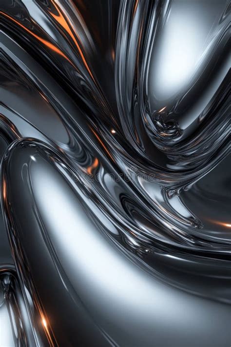 Futuristic Metallic Surface With Smooth Flowing Curves Reflecting