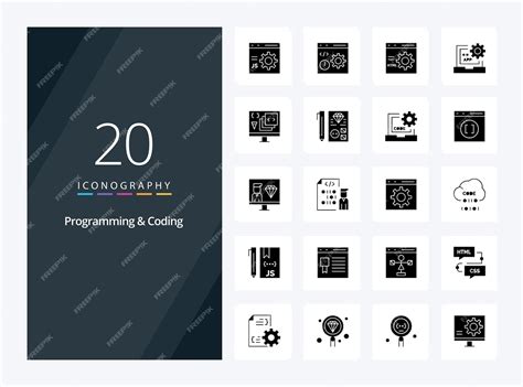 Free Vector 20 Programming And Coding Solid Glyph Icon For Presentation