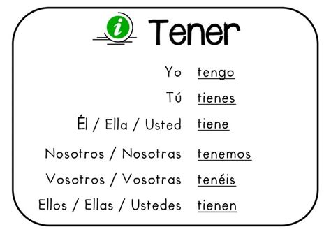 Verb Conjugation Tener Diagram Quizlet