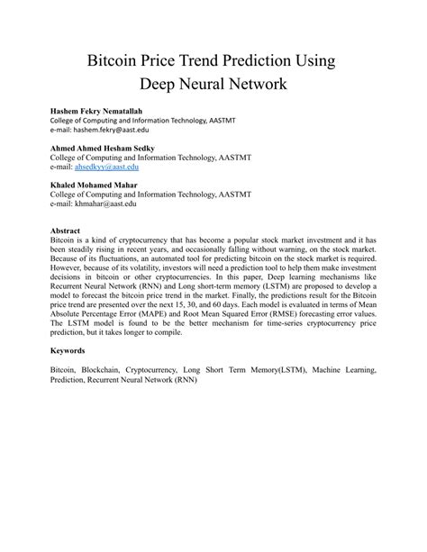 Pdf Bitcoin Price Trend Prediction Using Deep Neural Network