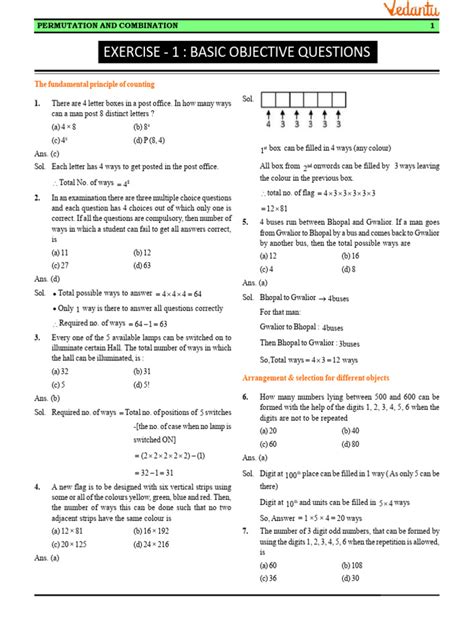 Permutation And Combination Ex 1 Pdf