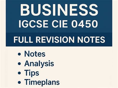 0450 0986 Caie Igcse Business Studies Notes Teaching Resources