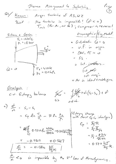 Thermodynamics Solutions Exams Thermodynamics Docsity