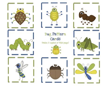 Bug Pattern Cards For Boys ~ Preschool Printables