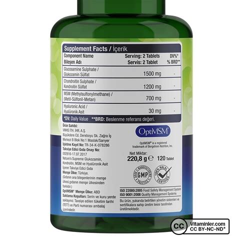 Nature's Supreme Glucosamine Chondroitin MSM + Hyaluronic Acid 120 ...
