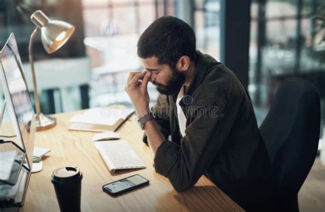 Computer Engineer Graphic Design And Stress With Man In Office For