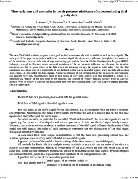 Pdf Time Variations And Anomalies In The Air Pressure Admittance Of Superconducting Tidal