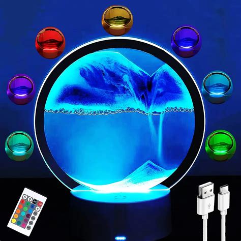 Marco de Arte de arena móvil 3D RGB lámpara Led de paisaje de arena luz nocturna de reloj de