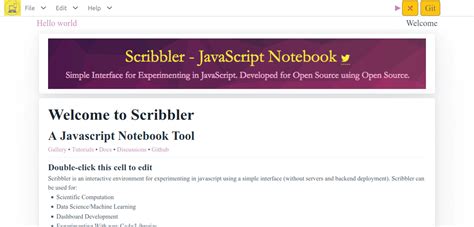 scribbler experiment in javascript using a notebook environment