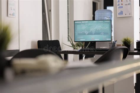 Close Up Of Pc With Company Data Analysis On The Screen Stock Image