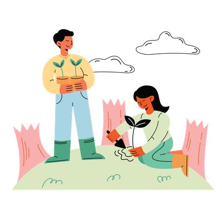 Best Girl Planting Tree Illustration Download In PNG Vector Format