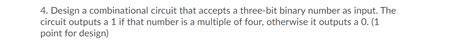 Solved Design A Combinational Circuit That Accepts A Chegg
