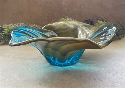 Fluted Glass Bowl Fused Glass Bowl Candy Dish Etsy