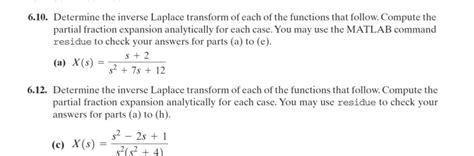 Solved 6 10 Determine The Inverse Laplace Transform Of Chegg