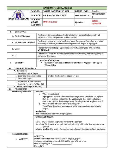 Properties Of A Polygon Pdf Vertex Geometry Polygon