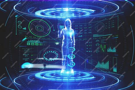 Premium Photo Glowing Hacker Hologram With Stock Chart