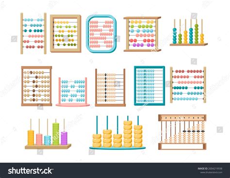 Set Abacus Mathematics Arithmetic Educational Ancient Stock Vector Royalty Free 2004219938