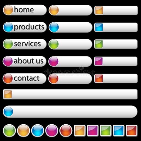 Tabs Web Vector Button Website Buttons Tab Navigation Blank Gradient Template Bar Menu Element