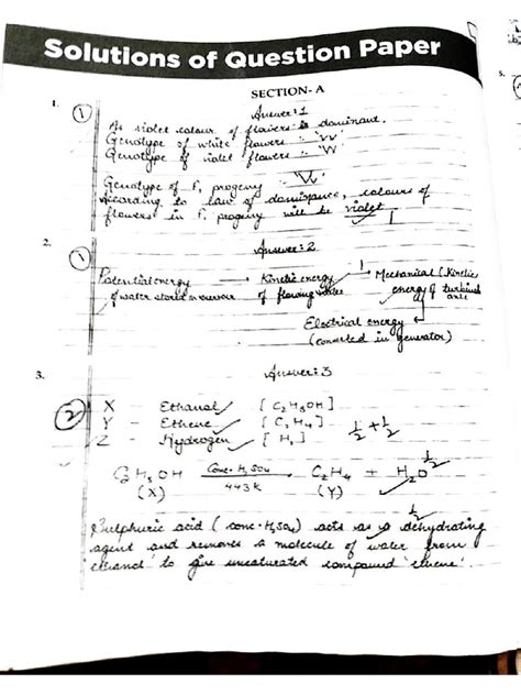 Science Class 10 2k23 Answersheet Pdf