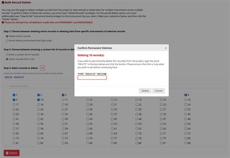 Bulk Record Delete Ucd Redcap Help Center