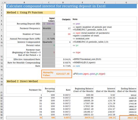 Incredible How To Calculate Compound Interest For Recurring Deposit In Excel Template References