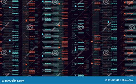 Digital Binary Code With Random Neon Led Numbers On Computer Screen