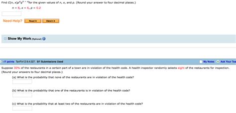 Solved Find C N X P Q For The Given Values Of N X And Chegg