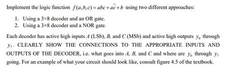 Solved Implement The Logic Function Fabc Abc Acb