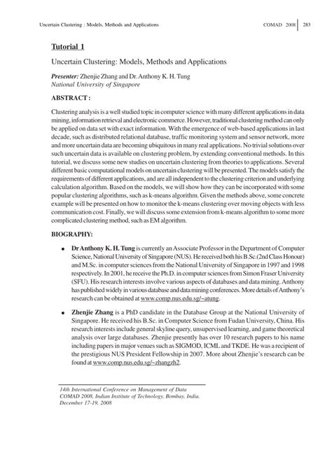 Pdf Uncertain Clustering Models Methods And Applications