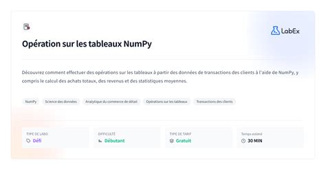 Opérations Sur Les Tableaux Numpy Labex