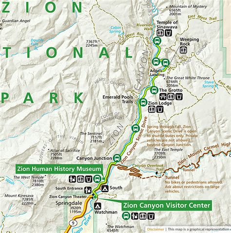 Zion National Park Hiking Map