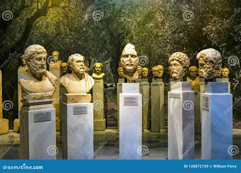 Ancient Roman Emperor Statues National Archaeological Museum Athens Greece Editorial Stock Image