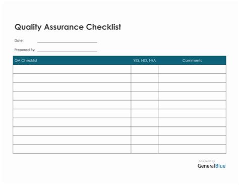 Quality Assurance Checklist In Word