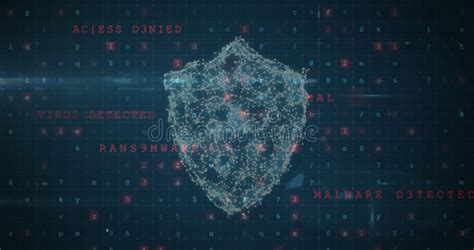 Digital Shield Composed Of Interconnected Nodes And Lines Representing Cybersecurity Stock