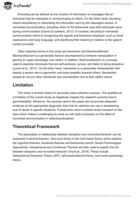 Non Verbal Communication In Detecting Deception 8057 Words Research Paper Example