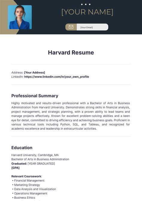 Harvard Resume Template