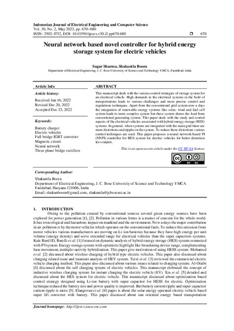 Pdf Neural Network Pi Controller For Ev Storage
