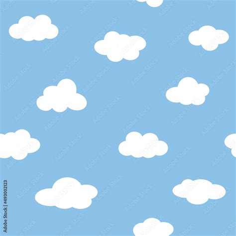 Cute Clouds Simple Seamless Pattern Vector Clouds Of Different Shapes On A Blue Background
