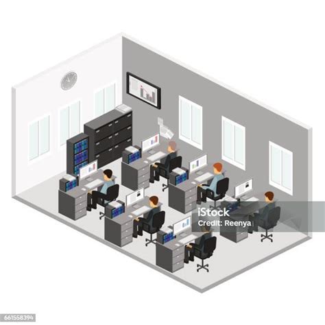 3 차원 Isometric 추상 사무실 바닥 인테리어 부서 개념 벡터 평면 군사에 대한 스톡 벡터 아트 및 기타 이미지 군사