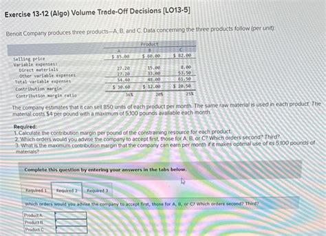 Solved Exercise 13 12 Algo Volume Trade Off Decisions Chegg Com