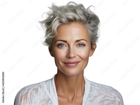 Beautiful Smiling Woman Aged 50 Model With Natural Makeup Clean Face