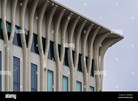 Architectural Detail Of A Modern Building With Unique Wavy Facade Design In Rotterdam Stock