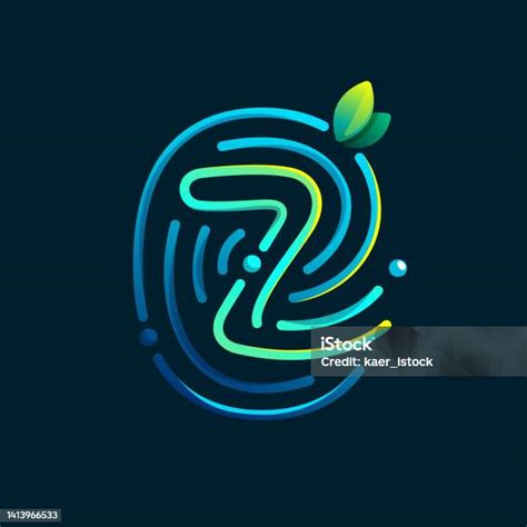 지문으로 만든 Z 문자 에코 로고 녹색 잎과 이슬 방울이 있는 그라디언트 아이콘입니다 광고에 대한 스톡 벡터 아트 및 기타 이미지 광고 깨끗한 녹색 Istock